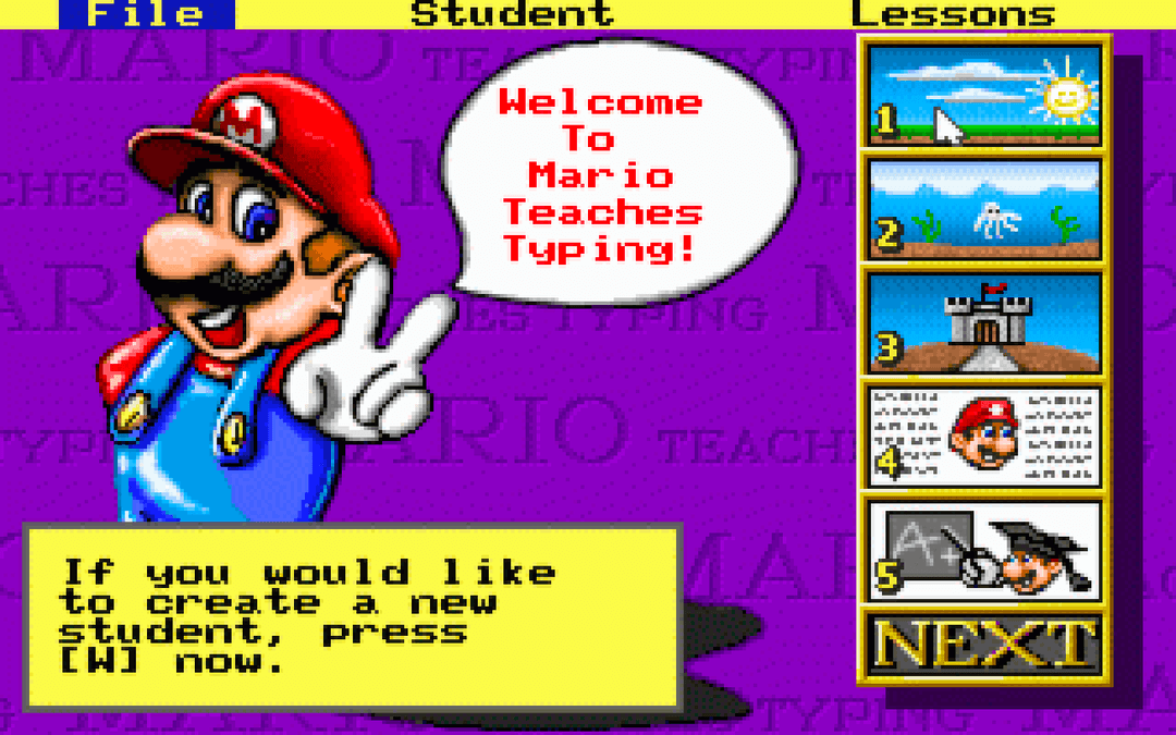 Mario Teaches Typing | play online
