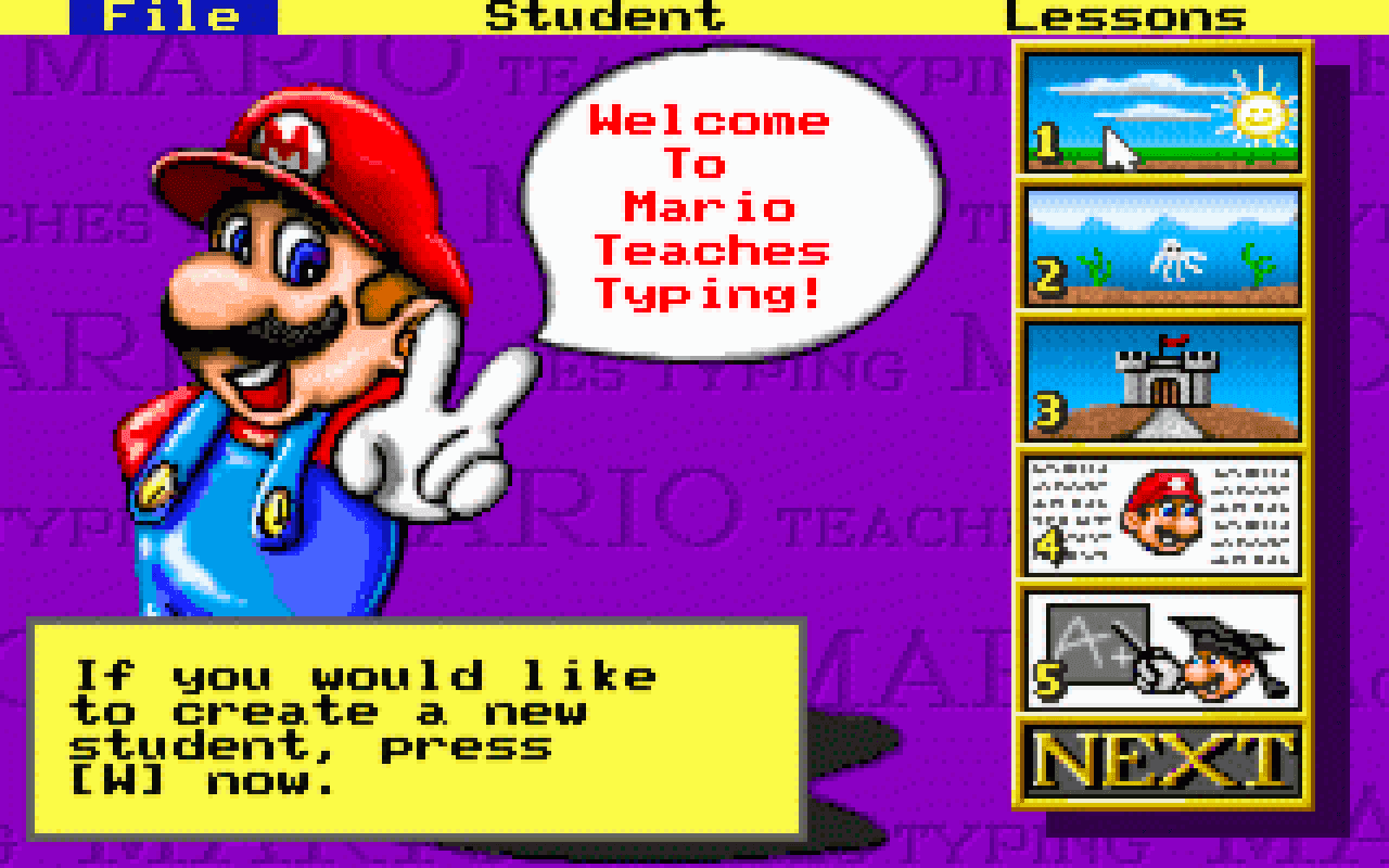 Mario Teaches Typing | play online