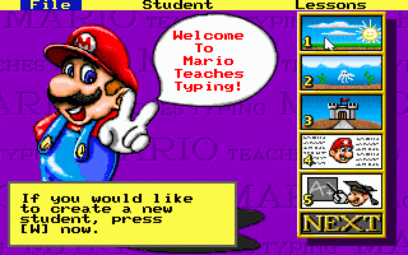 Mario Teaches Typing | play online