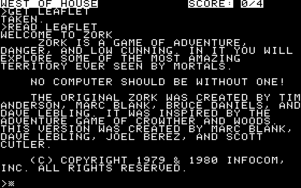 Zork: The Great Underground Empire | play online